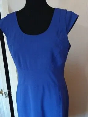 Andrew Marc | Dresses | Andrew Marc Vibrant Blue Capsleeve Sheath Midi ...